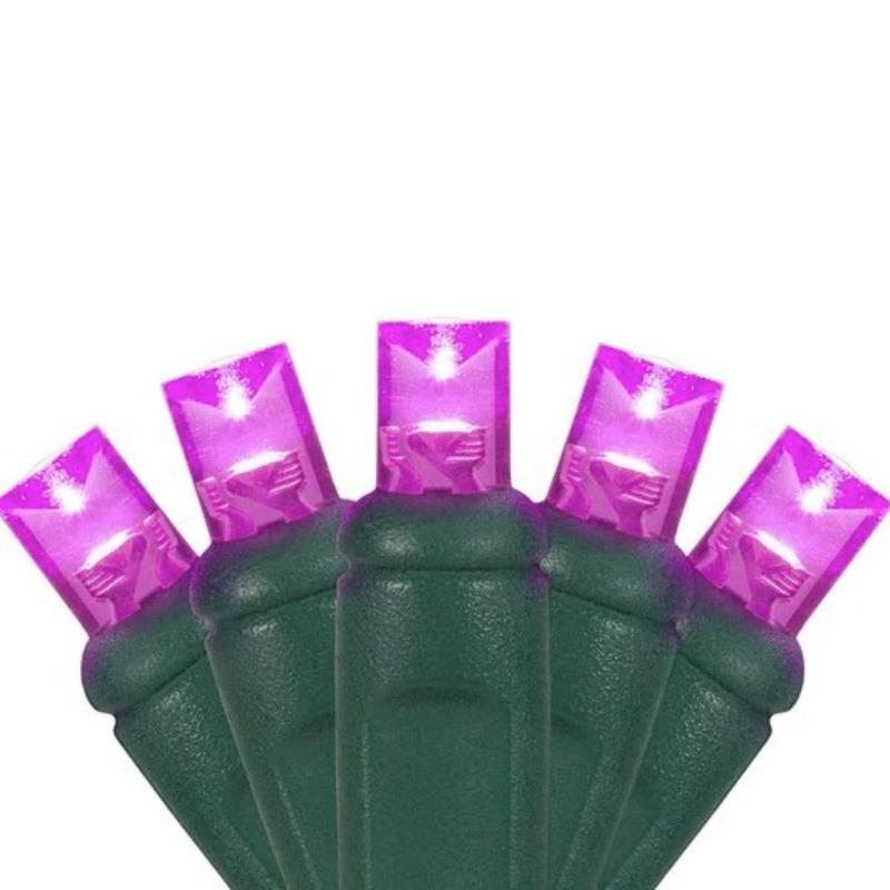 PINK 5MM LED MINI LIGHTS GREEN WIRE - 6" SPACING - BOX 25 STRANDS – St ...